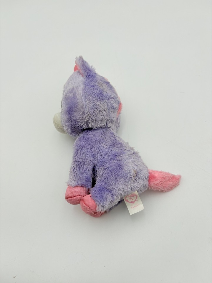 TY Beanie Boo Rainbow Purple Unicorn Plush Solid Eyes Pink First ...