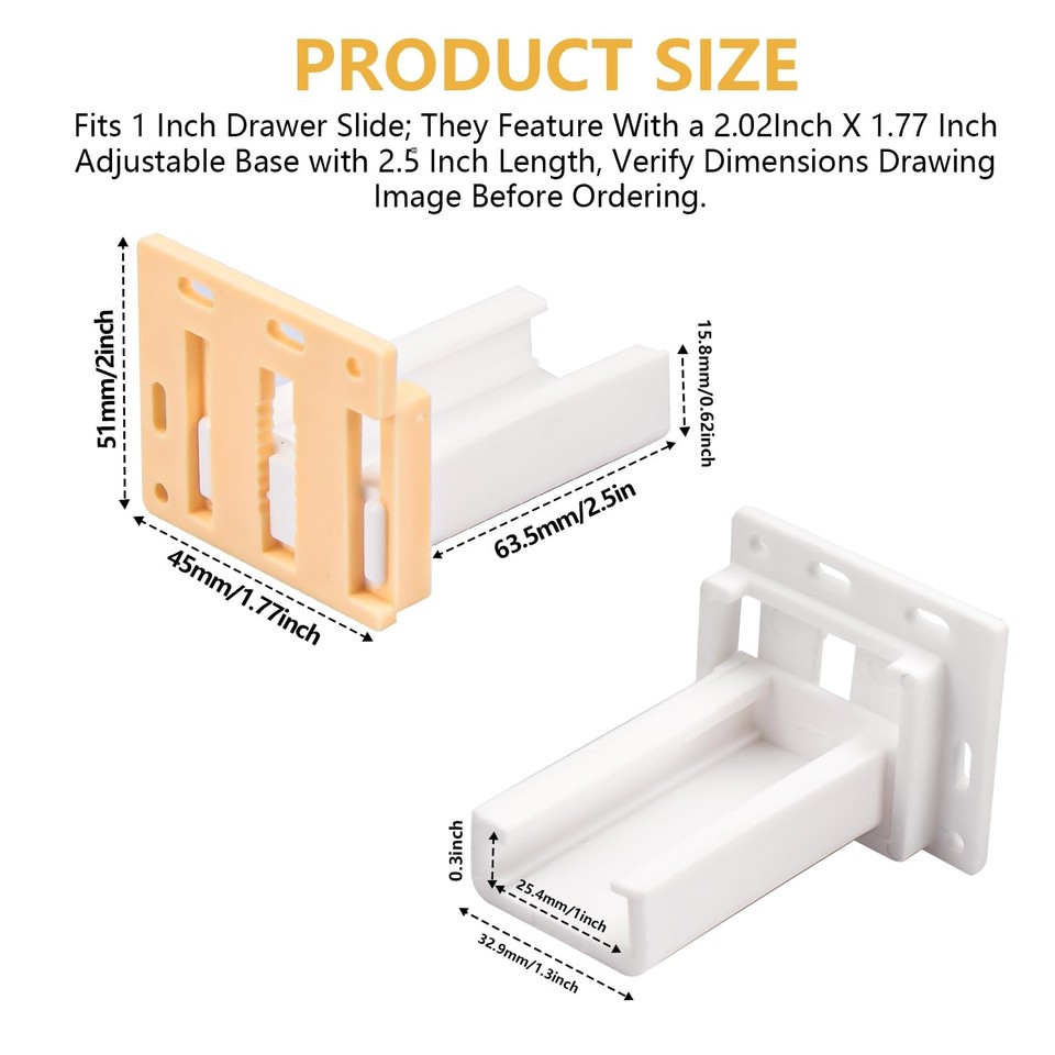 2 Pack Drawer Slide Socket Set, Track Back Plate, Cabinet White | eBay UK
