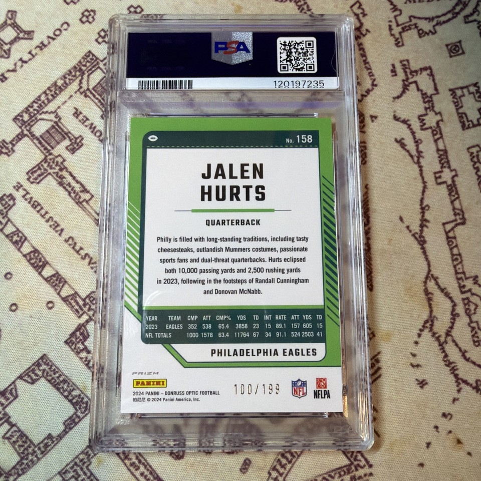 JALEN HURTS 2024 Donruss Optic #158 Blue Prizm /199 PSA 10 | eBay