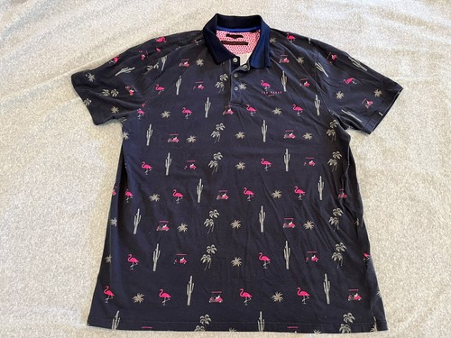 Ted Baker Golf Polo Shirt Flamingos Cactus Size 6 | eBay