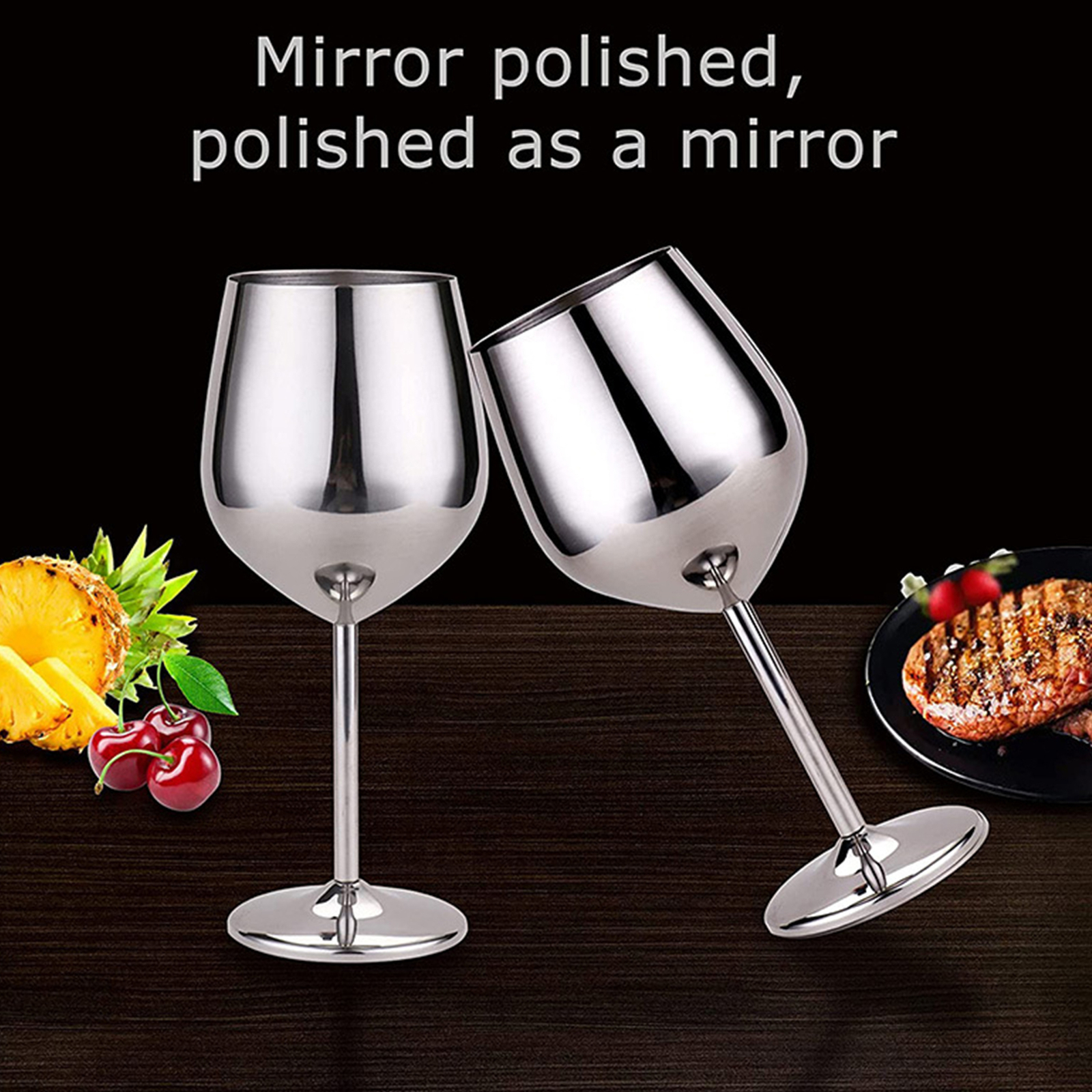 Stainless Steel Wine Glass Metal Stemmed Wine Goblets Mouth Stemmed ...
