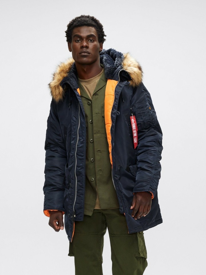Alpha Industries Slim Fit N-3B Parka Coat Nylon Extreme Cold Weather ...