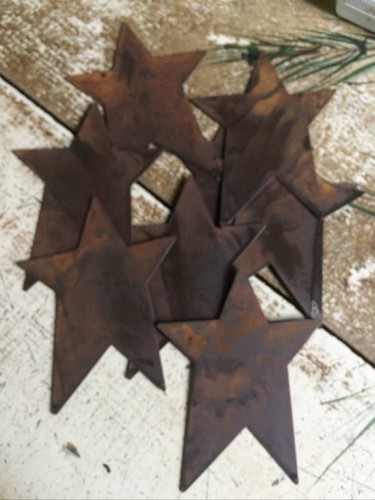 6 Rusty Tin Primitive Stars 4" Flat Whimsical Craft Folk Cutout Cutouts ...