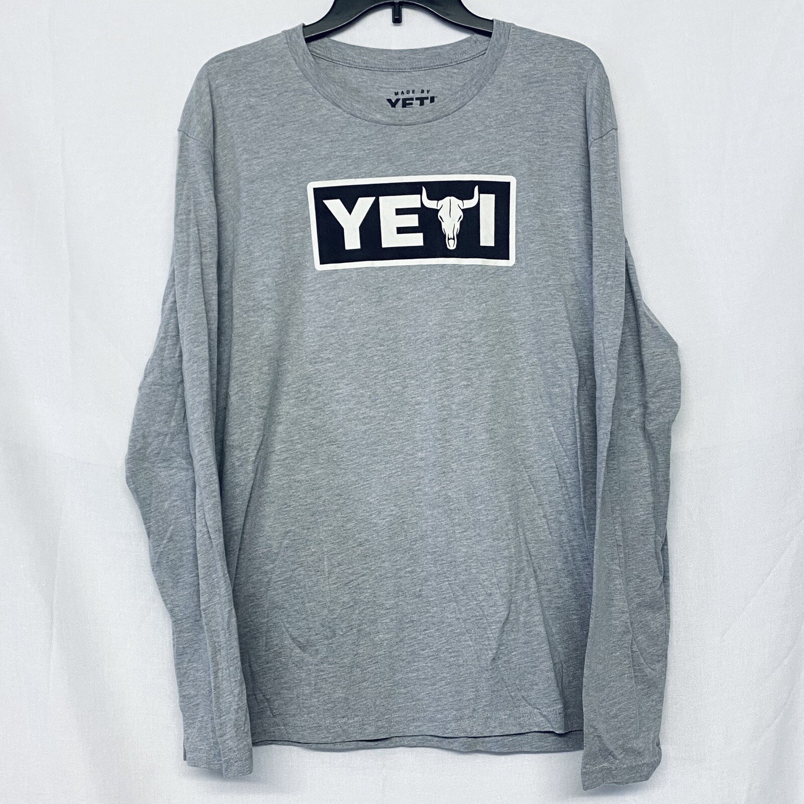 YETI Gray Cow Bull Skull Logo Graphic Long Sleeve Men… - Gem