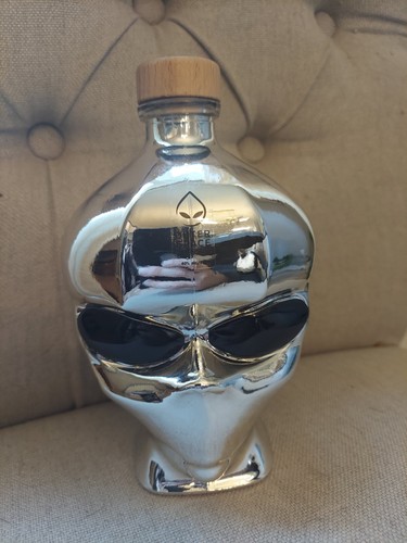 Outer Space Vodka Chrome Glass Bottle Alien Head EMPTY | eBay