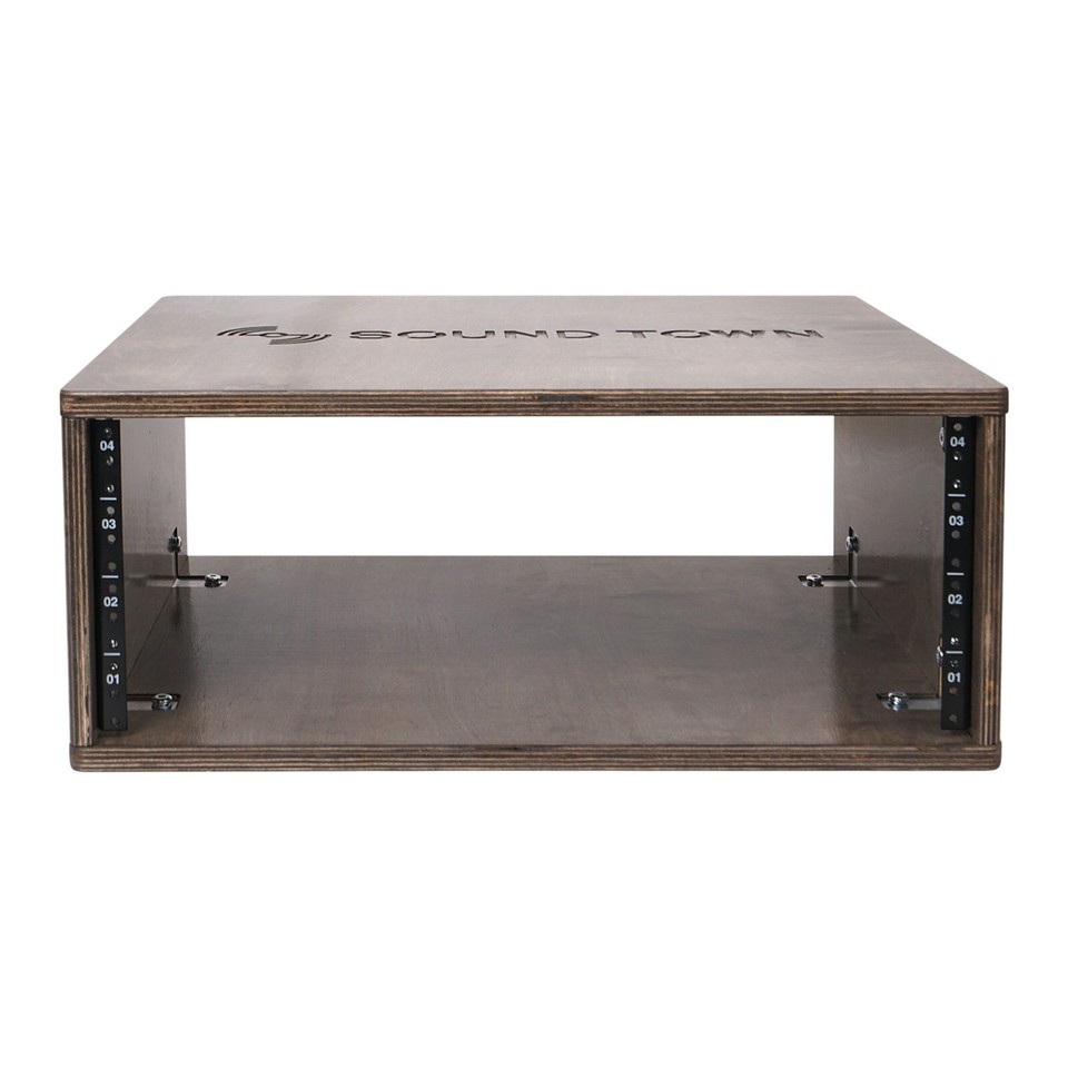 Sound Town DIY 4U Studio Rack w/ Baltic Birch Plywood Weathered Brown ...