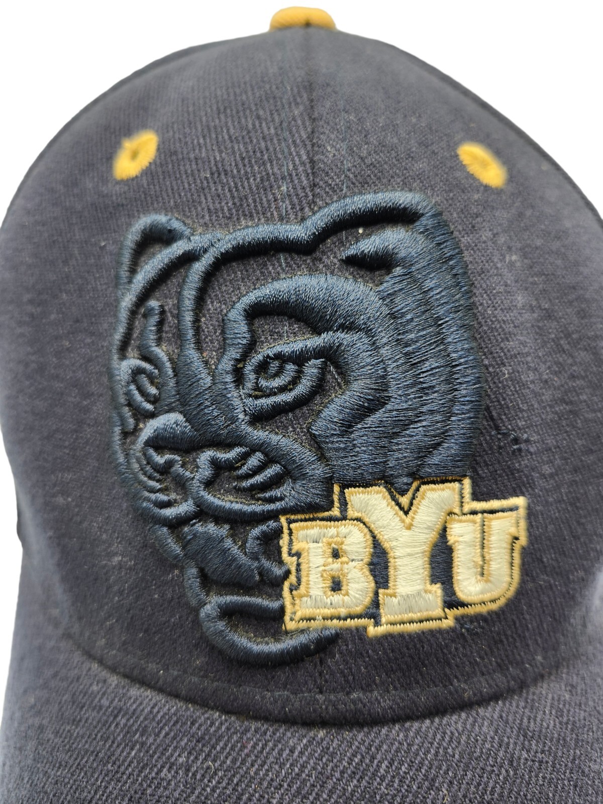 BYU Cougars Hat Cap Stretch Fit Blue White Black Embroidered Adult ...