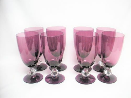 4 Bryce AQUARIUS Amethyst Purple Crystal Glass Iced Tea Goblet Set Mint ...