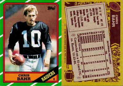 1986 Topps Football Card #65 Chris Bahr | eBay