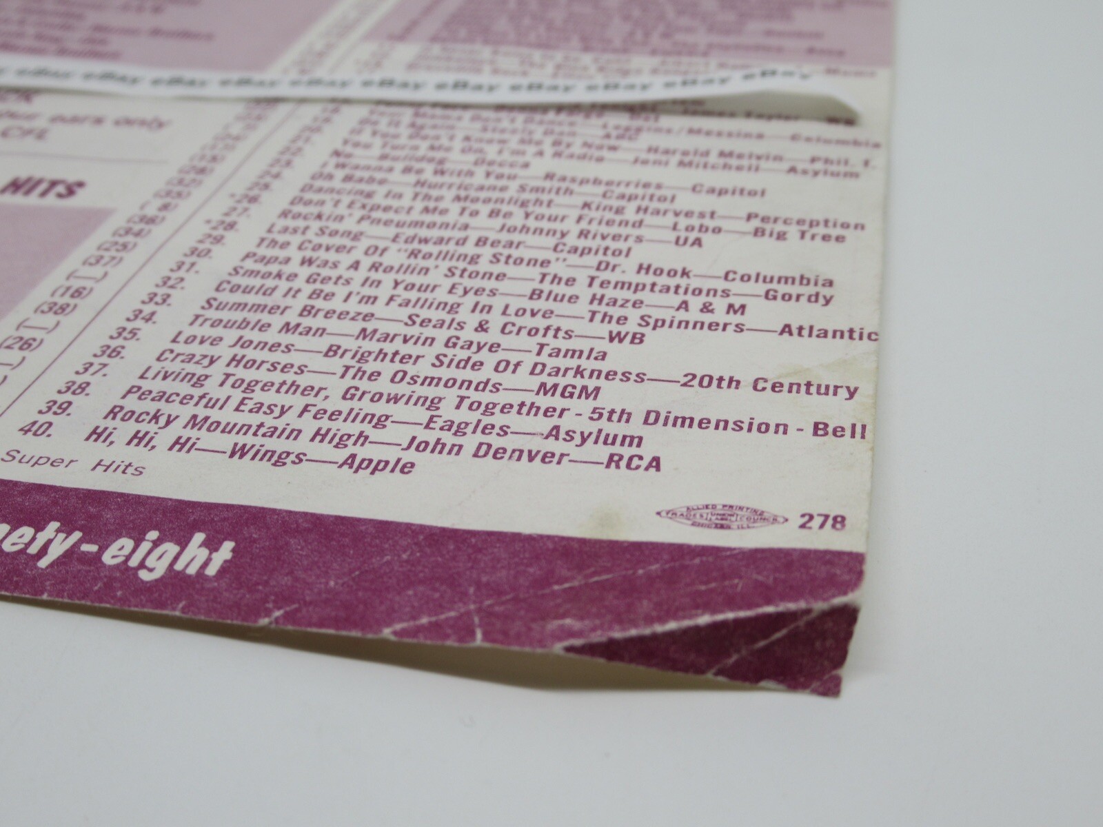 WCFL Super CFL Survey Chicago JAN 20, 1973 Carly Simon #1 Top 40 Radio ...