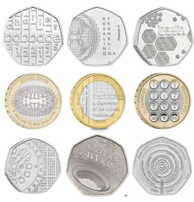 Royal Mint Innovation in Science 50p Coins & £2 Coins Fifty Pence Two ...