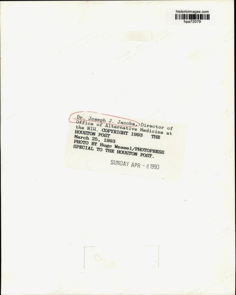 1993 Press Photo Dr. Joseph Jacobs, NIH Office of Alternative Medicine ...