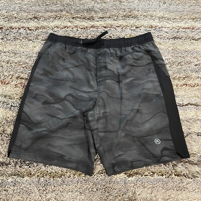 Perry Ellis Sport Caviar Shorts Pockets Mens M 8" 50+ UPF Black Gray ...