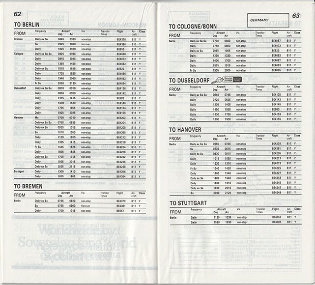 British Airways timetable 1977/11/01 European and Mediterranean Area | eBay