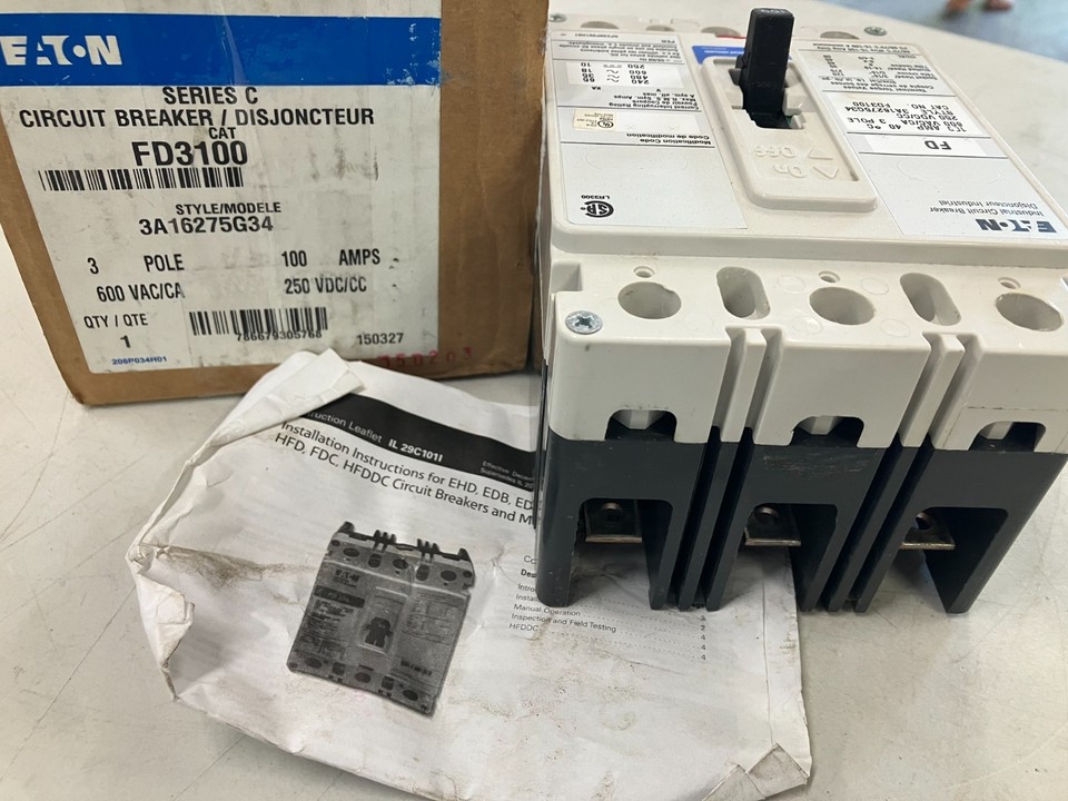 Eaton FD3100 Circuit Breaker 3P 600V 100A Brand New In Box | eBay