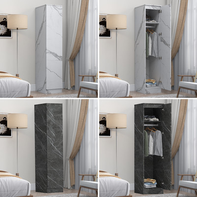 ZITA Bedroom Furniture 1 Door Wardrobe in Grey OR White Marble Effect ...