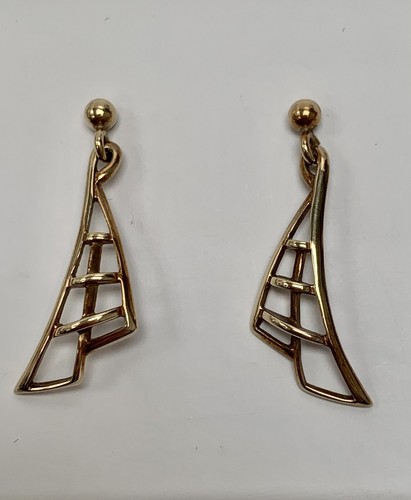 9ct Yellow Gold Dangle Earrings - Edinburgh Import Hallmark - 1.72gm ...