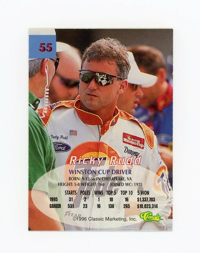 Ricky Rudd 1996 Classic Short Print Holo Foil Highlights Insert Card ...