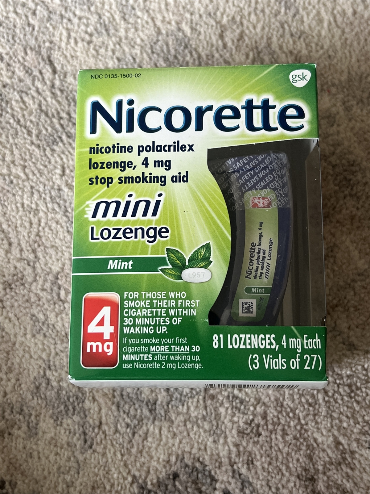 🔥Nicorette Mini Lozenge to Stop Smoking, 4mg Mint Flavor 81 Count ...