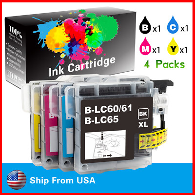 4PK LC65 Ink Cartridge LC65BK for MFC-290C MFC-295CN MFC-490CW Printer ...