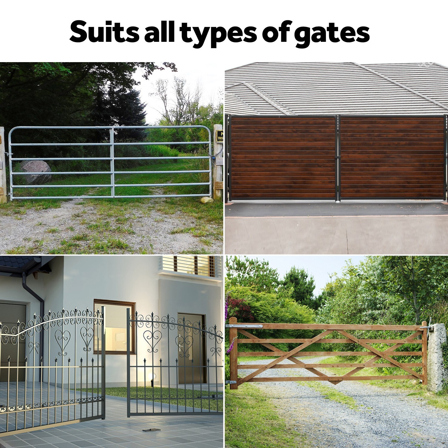 KENNER Farm Full Solar Heavy Duty Double Swing Gate Opener 5x Remote ...