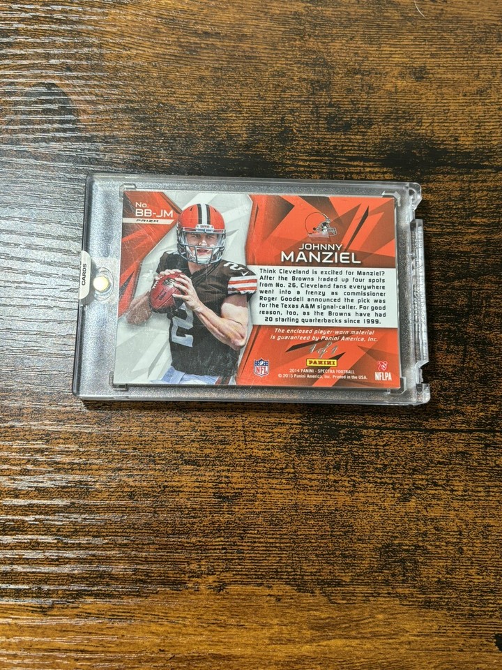 2014 PANINI SPECTRA JOHNNY MANZIEL RC 1/1 BUILDING BLOCKS NFL LAUNDRY ...
