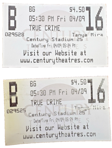 2 Vtg True Crime Movie Ticket Stubs Opening Month Clint Eastwood ...