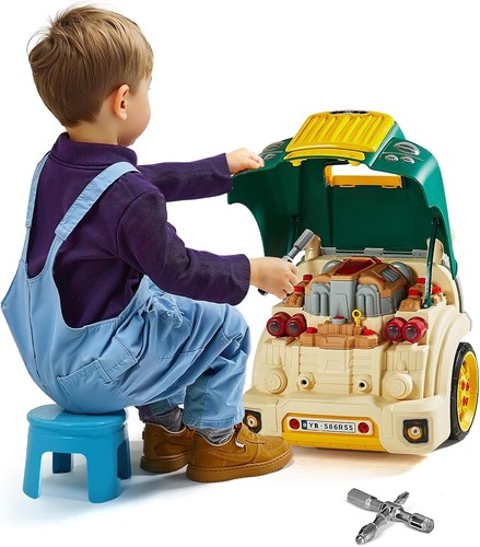 Engine Toy, 60 Pieces, Kids Mechanic Car Repair Set with Removable ...