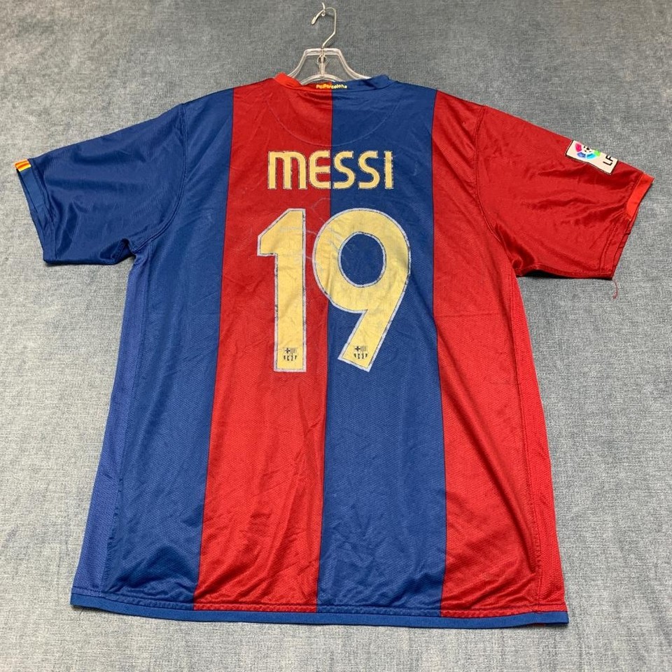 VTG Nike Dri Fit Jersey Mens Large Red Blue UNICEF FC Barcelona Lionel ...