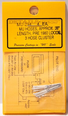 Details West HO #294 MU Hoses 3-Cluster 36" -- Pre-1980 Locomotives pkg ...