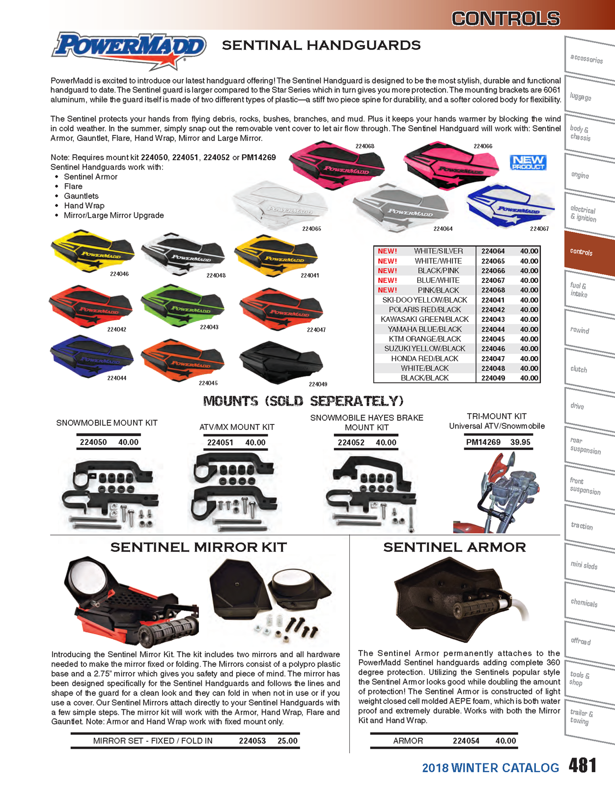 1989-2000 Yamaha Warrior 350 Sentinel Handguards, Red/blacK-Polaris ...