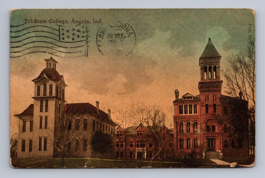 Tri-State College ANGOLA Indiana Antique Postcard Steuben County 1912 ...
