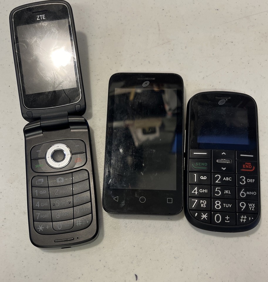 Lot Of 3 Alcatel & ZTE Old School Vintage Cell Phones Wholesale Lot ...