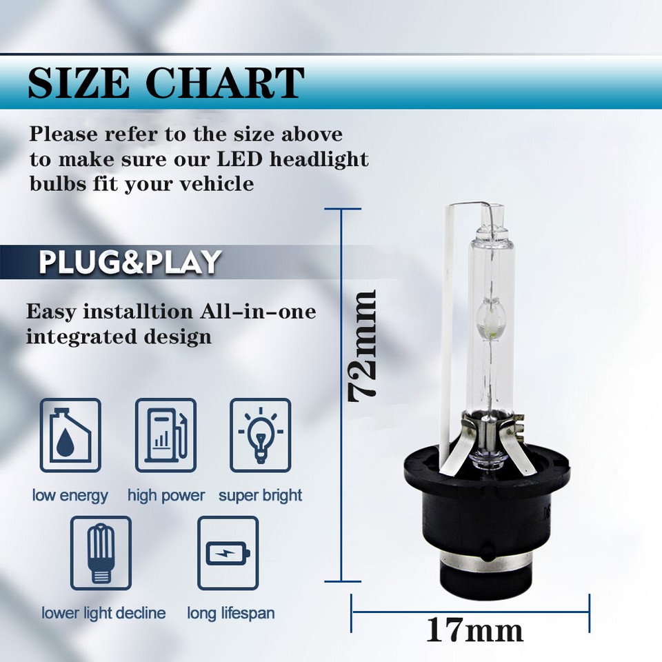 For 2007-2012 Lexus LS 460 600h Xenon HID Headlight D4S Bulbs 6000K ...