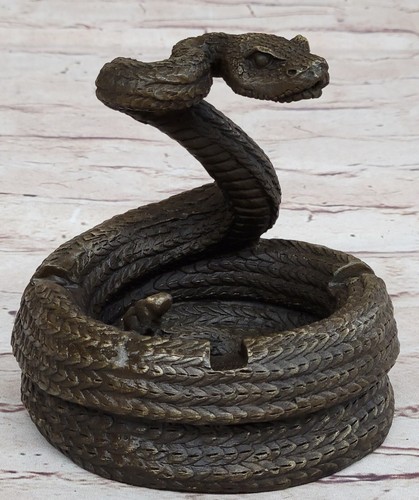 Unique Cobra Snake Bronze Sculpture Ashtray Art Deco Figurine ...