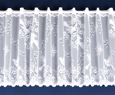 Love Bird Lace Cafe Net Curtains White in 12",18" & 24" drop - Sold by ...