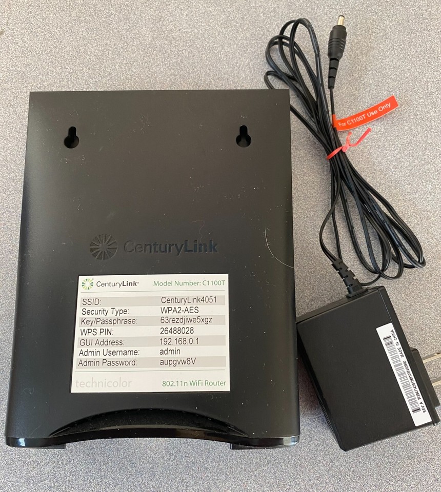 CenturyLink Technicolor C1100T DSL VDSL2 Modem 802.11n WiFi Wireless ...