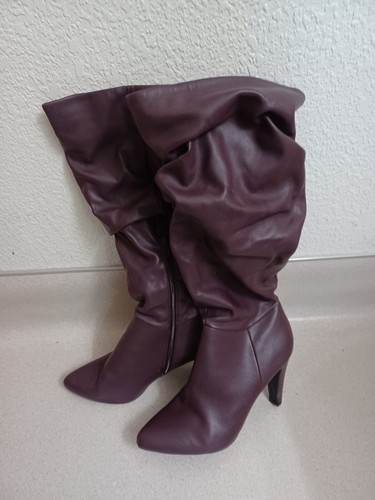 Women's Purple Fuex Leather High Heeled Boots Size 9 | eBay