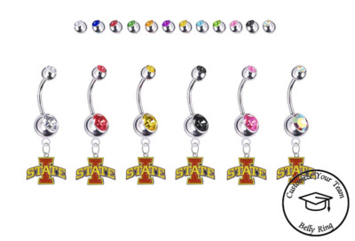 Iowa State Cyclones Silver Belly Button Navel Ring - Customize Gem ...