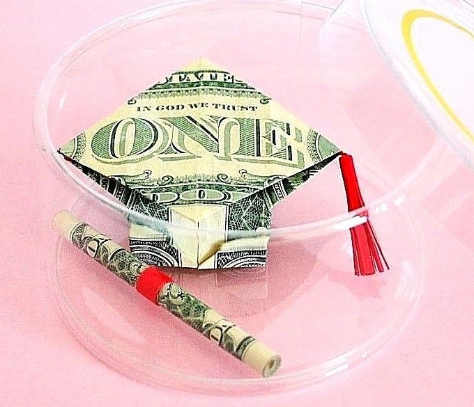 Money Origami Graduation Cap Diploma Real US Dollar $1 bills Novelty ...