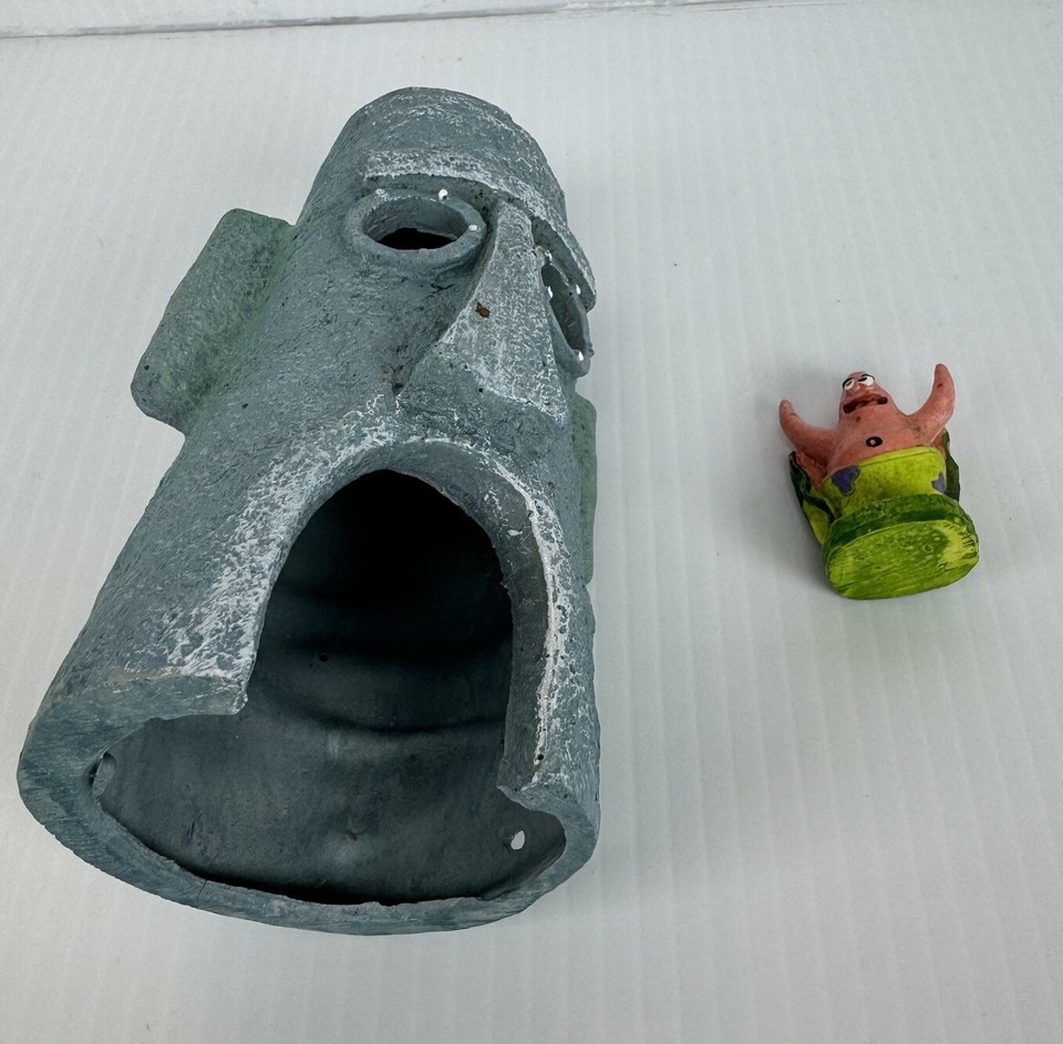 Spongebob Aquarium Ornament Squidward House Fish Tank Hide Patrick Star ...