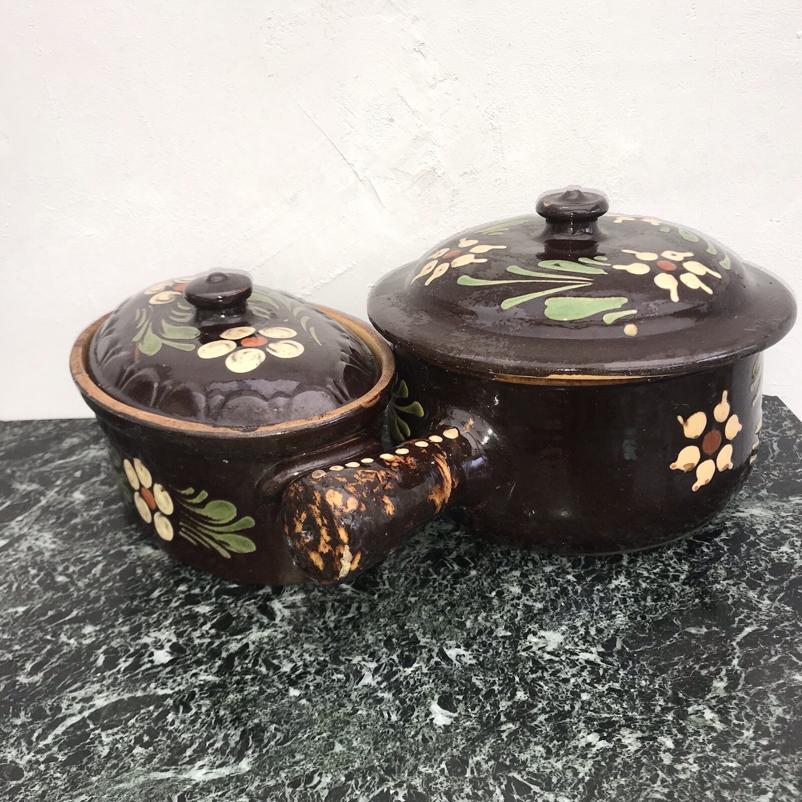 French Antique Alsace Brown Slipware Pottery Potato Glaze Tureen Pot ...