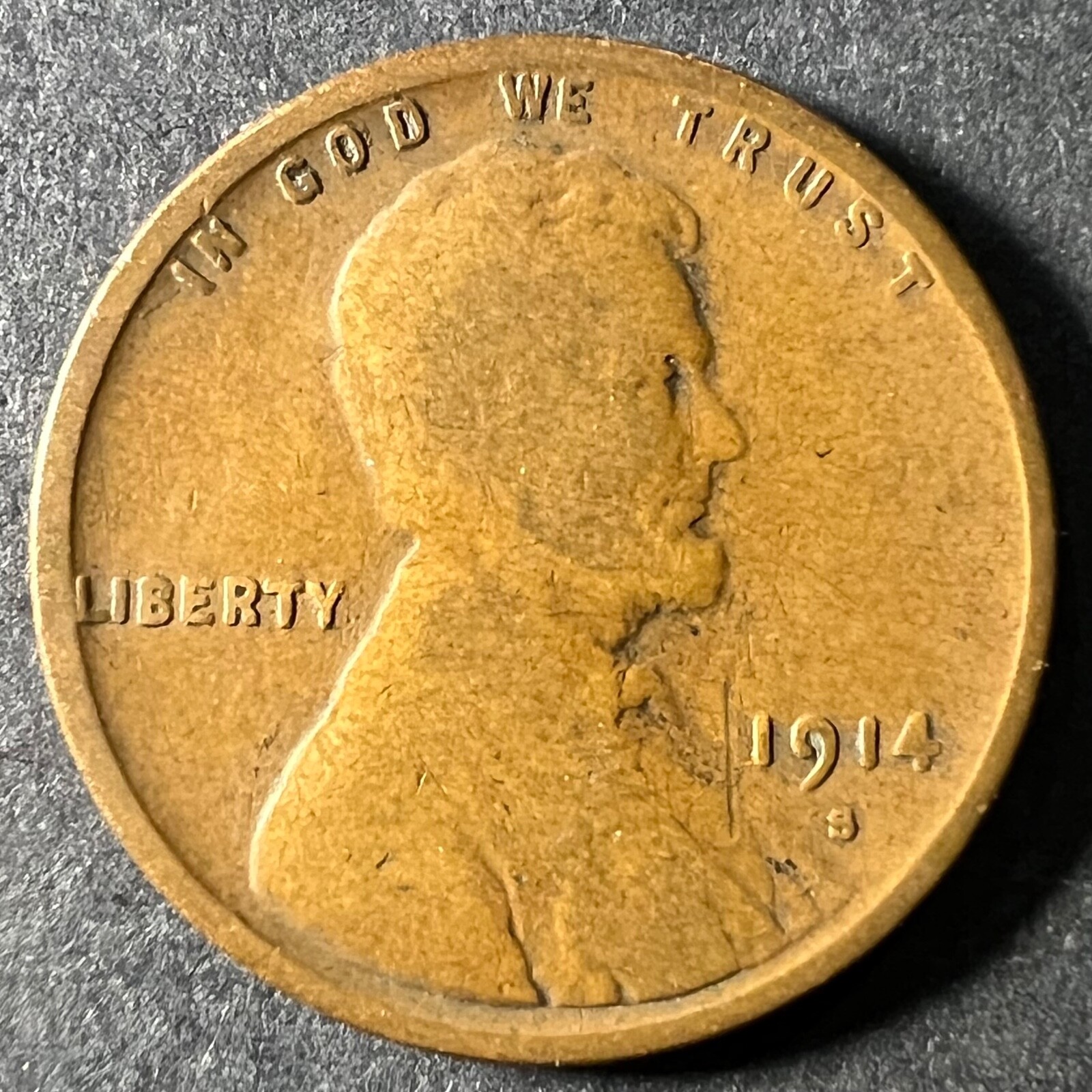 1914 S Lincoln Wheat Cent Penny Semi Key Better Date Low Mintage Only ...