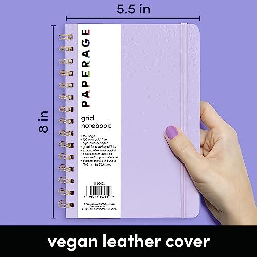 Graph Paper Spiral Notebook & Journal, (), 160 Lavender Grid - Pack of ...