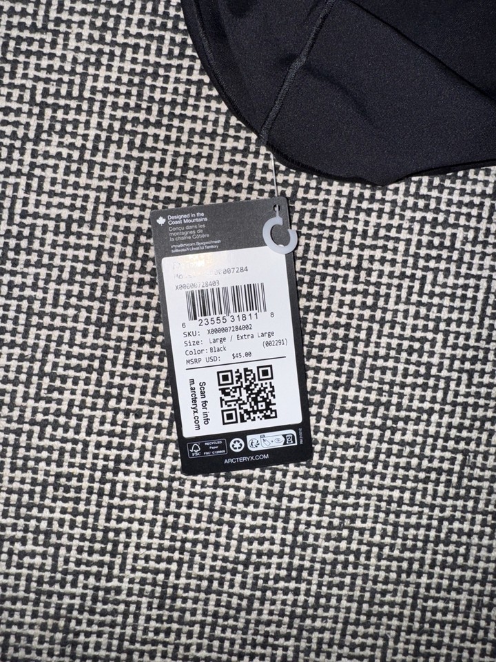 Arcteryx Rho Toque Black Beanie Hat Men Size L | eBay