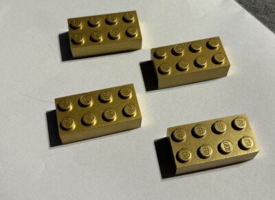 Lego Gold Brick 2 x 4, Rare, Lot of 4 Authentic Vintage | eBay