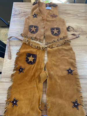 Vintage Childs Sheriff Costume Leather Sheplers USA Made Colorado Large ...