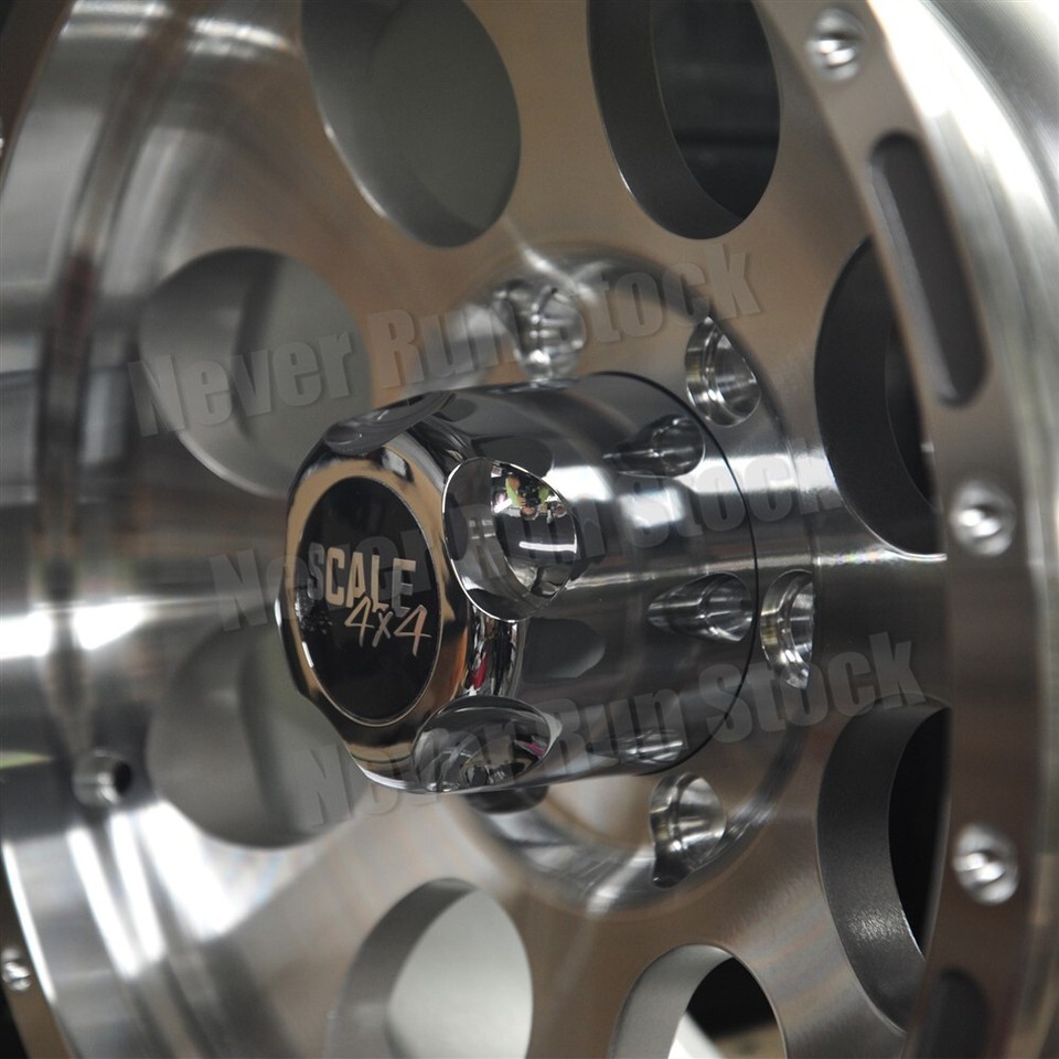 SCALE 4x4 S52 16x8 6x5.5 6x139.7 0 OFFSET MACHINED SILVER 8 HOLES TRUCK ...