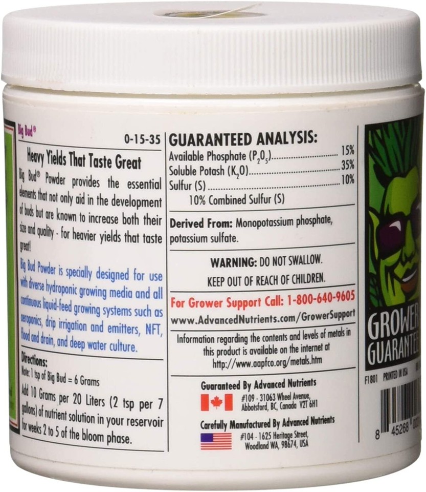 Advanced Nutrients Big Bud Powder 130g - Bloom Booster gram ...