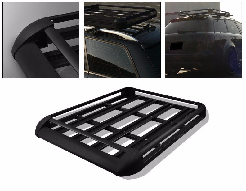 Large Black Aluminium Roof Rack Basket Tray Luggage Cargo Carrier with ...